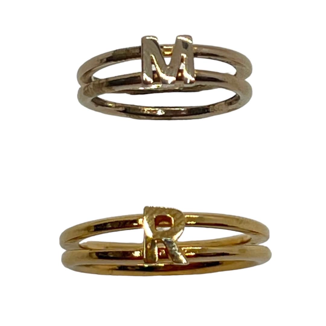 80s Avon Initial Ring Gold Tone Fashion Ring Deadstock R M - Etsy