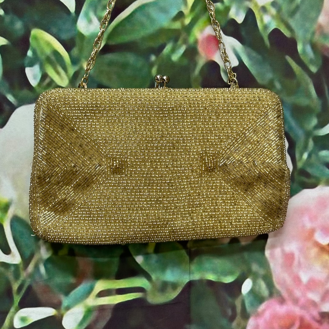 60s Walborg Gold Beaded Evening Handbag Purse - Etsy