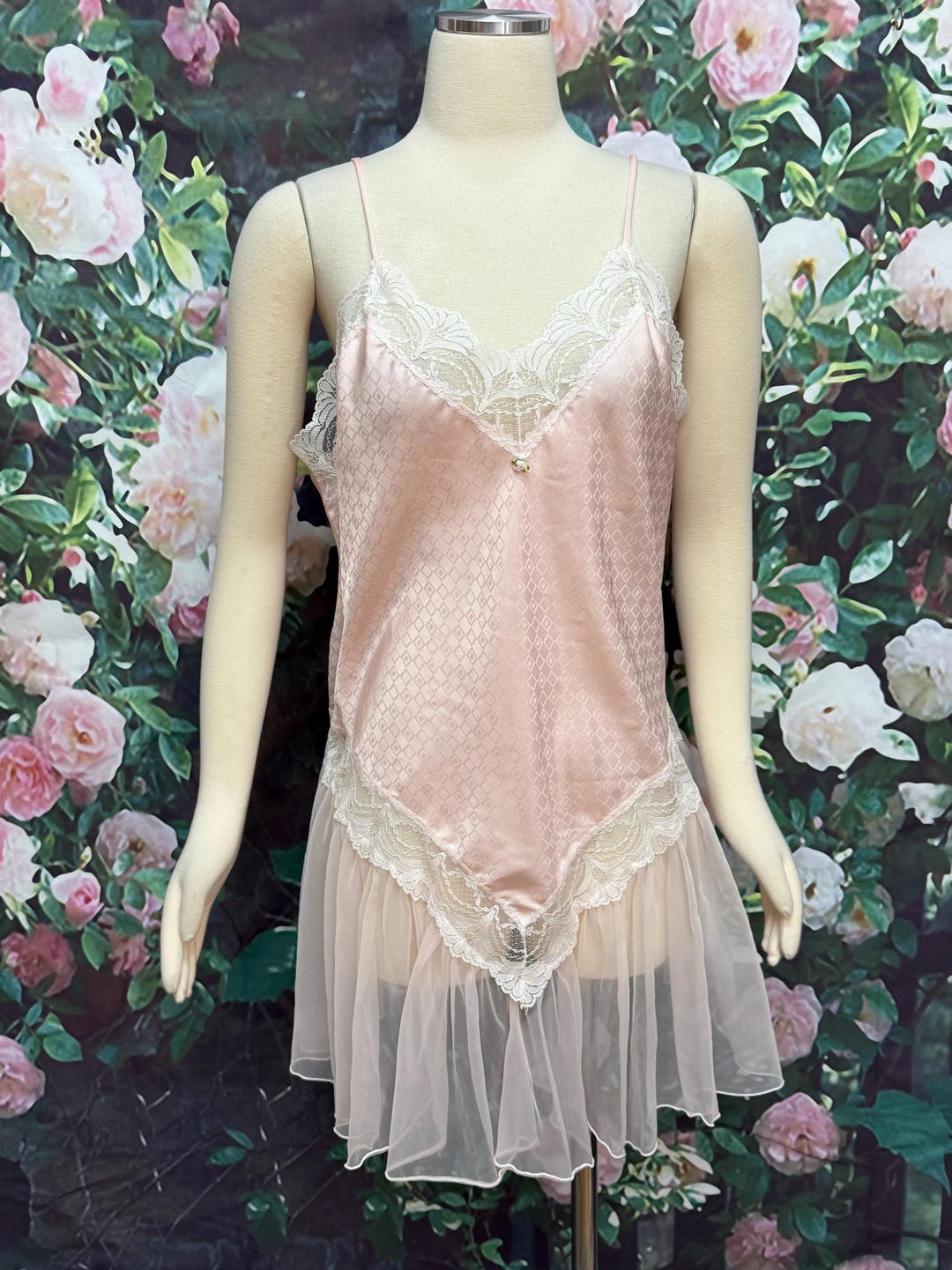 80s Jaclyn Smith Pink Satin Teddy Pink Chiffon Large - Etsy