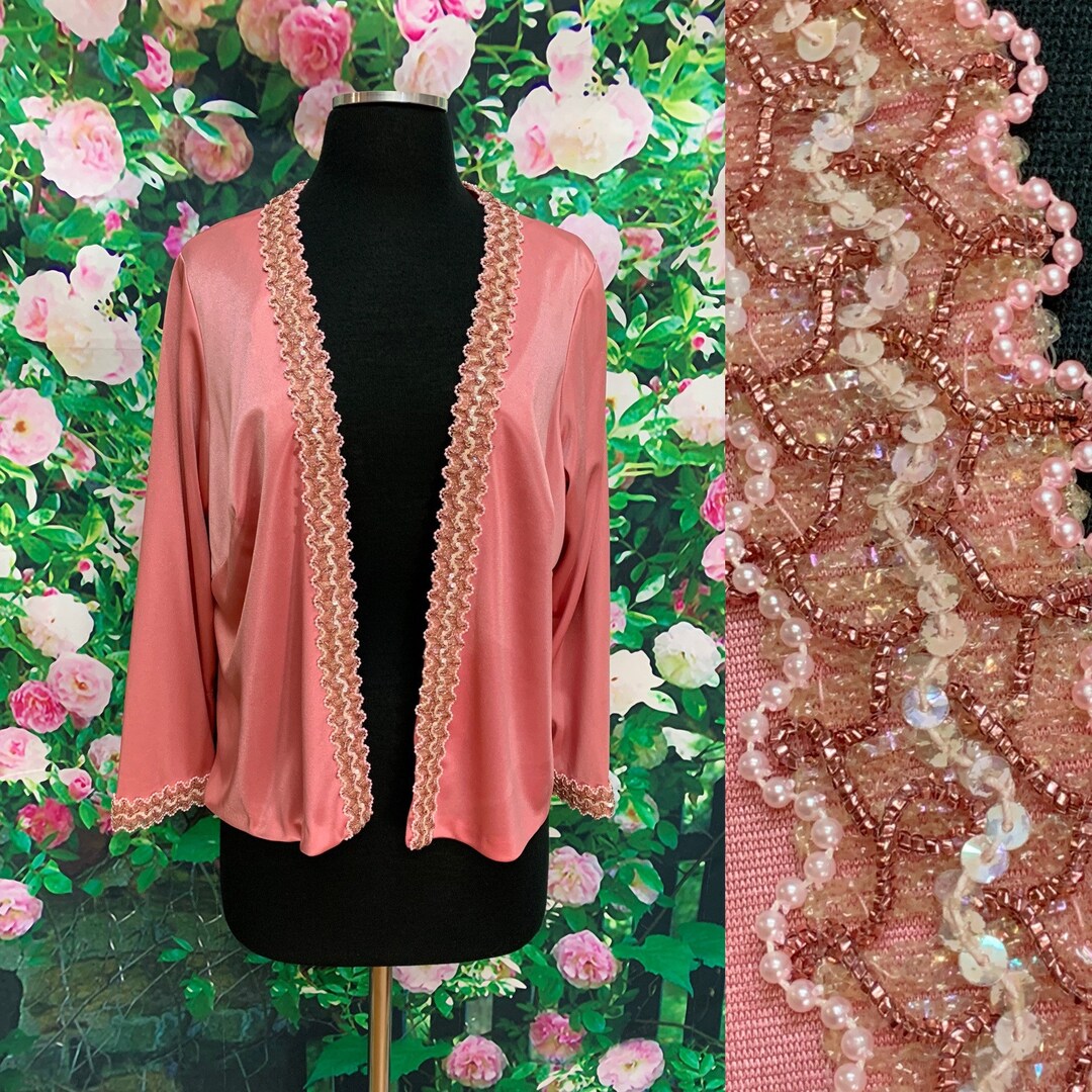 60s Dusty Rose Pink Jacket Embellished Trim - Etsy