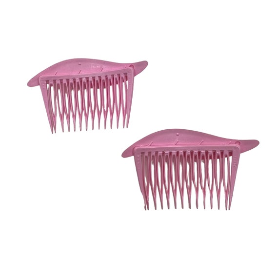 70s Goody Pink Fashion Hair Comb Pair Set of Two - Gem