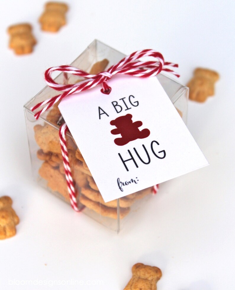 BEAR HUG Valentines Tag and Topper - Etsy