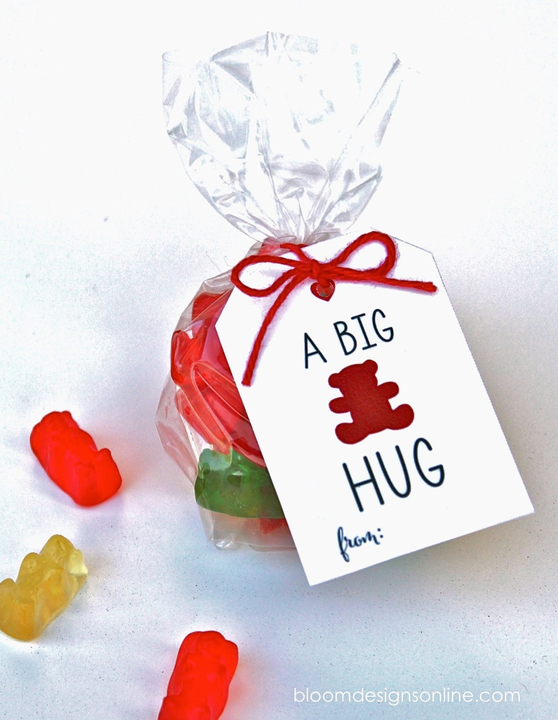 BEAR HUG Valentines Tag and Topper - Etsy
