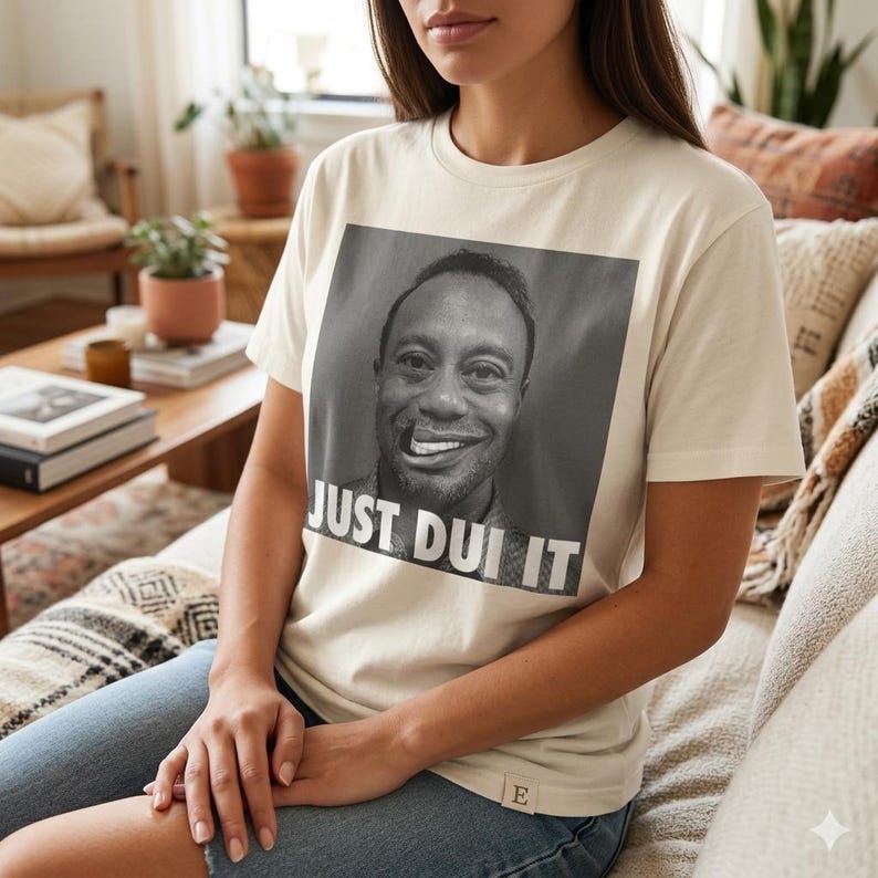 Tiger Woods DUI Parody Shirt, Funny Golf Meme Apparel, Just DUI It ...