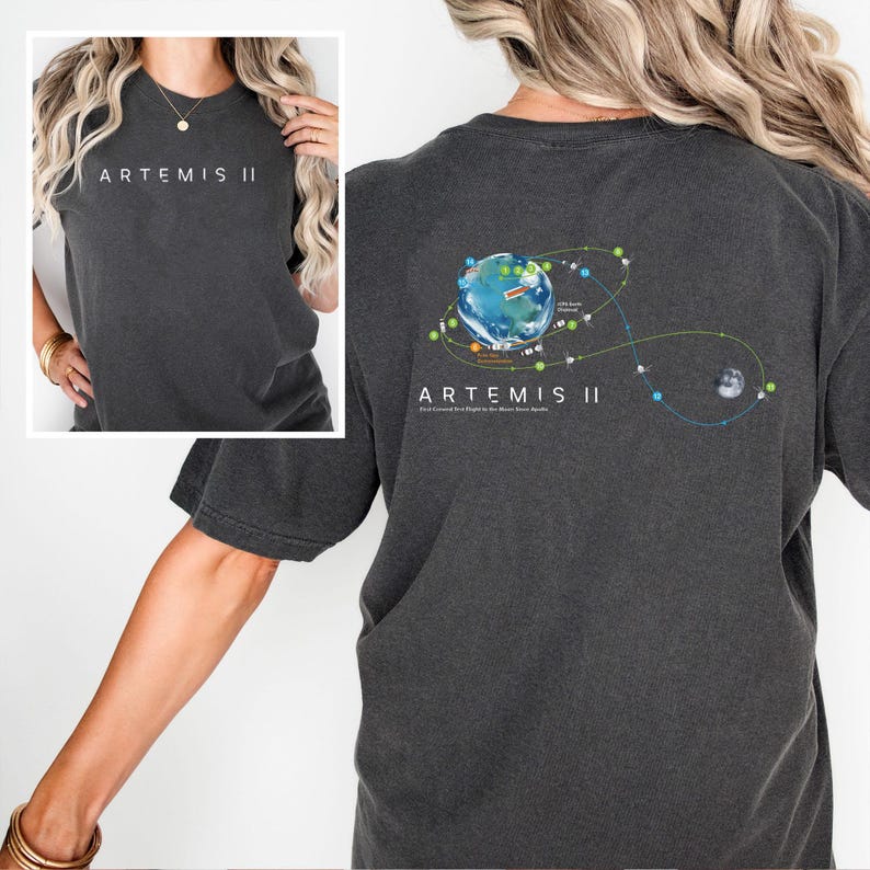 Artemis II Lunar Orbit Diagram T-shirt, Space Flight Schematic Apparel ...