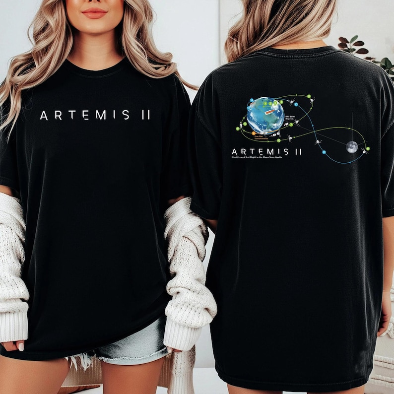 Artemis II Lunar Orbit Diagram T-shirt, Space Flight Schematic Apparel ...
