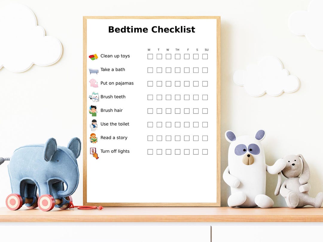 Bedtime Routine Checklist: Editable in Canva Kids Daily Checklist ...
