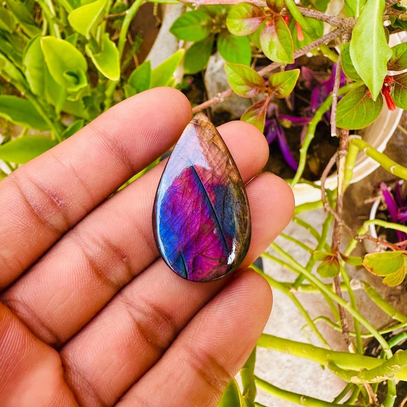 Natural Purple Flashy Labradorite Teardrop Cabochon – Jewelry Making ...