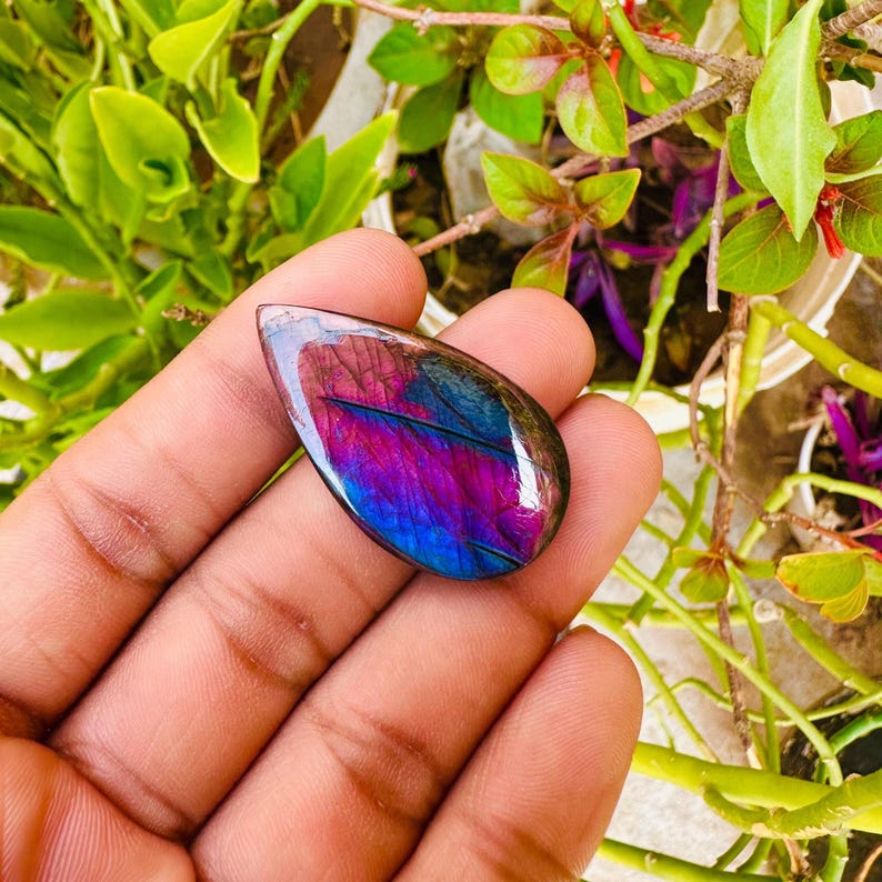 Natural Purple Flashy Labradorite Teardrop Cabochon – Jewelry Making ...