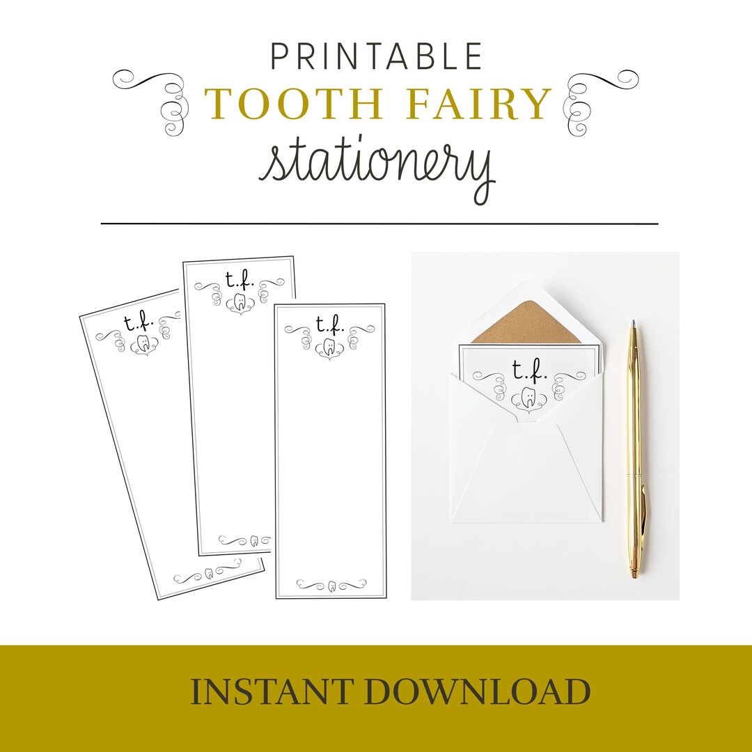 Printable Tooth Fairy Stationery Box Tooth Fairy Kit Lost Teeth ...