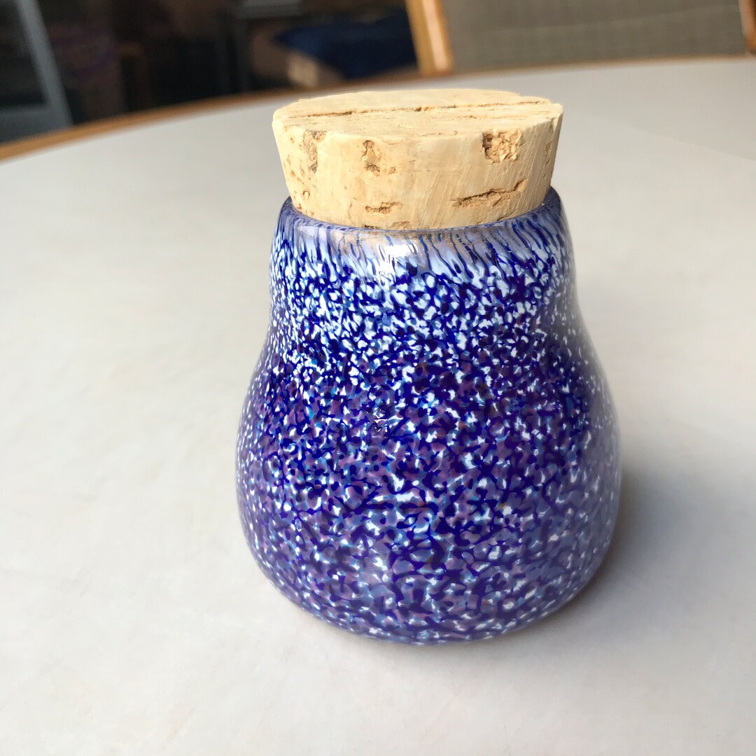 Hand Blown Art Glass Jar Royal Cosmos Inkwell Jar With Cork - Etsy