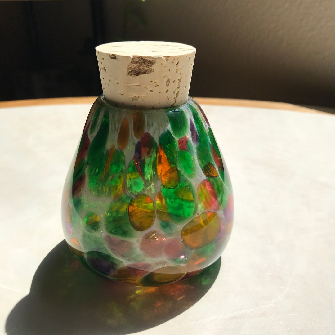 Blown Glass Art by Robb Dunmore - Spring Tie Dye Inkwell Jar With Cork ...