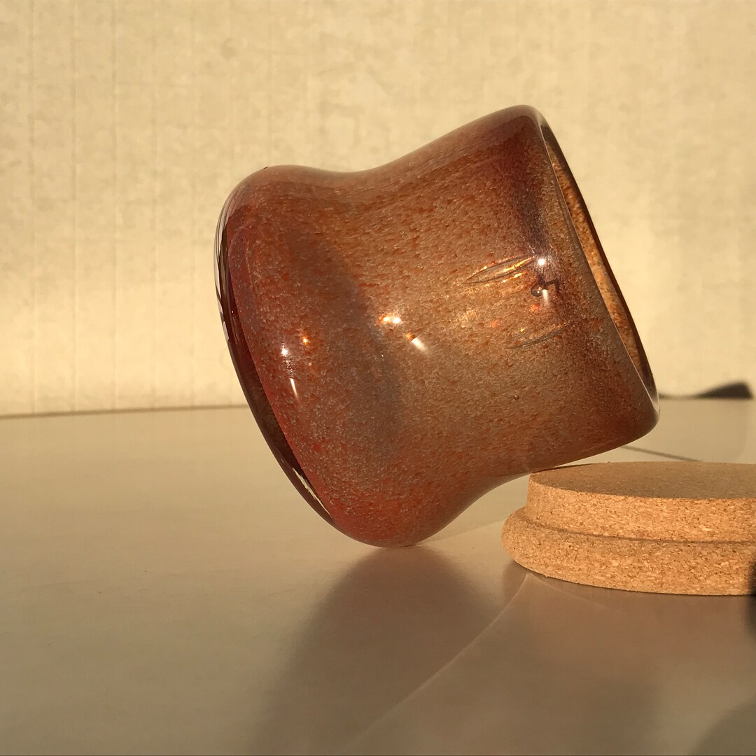 Hand Blown Art Glass Jar - Fire Frost Widemouth Inkwell Jar With Cork ...