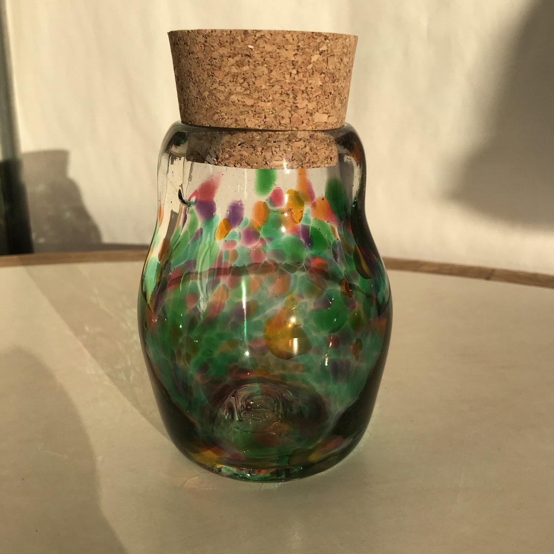 Blown Glass Art by Robb Dunmore - Tie Dye Rainbow Big Boy Jar With Cork ...
