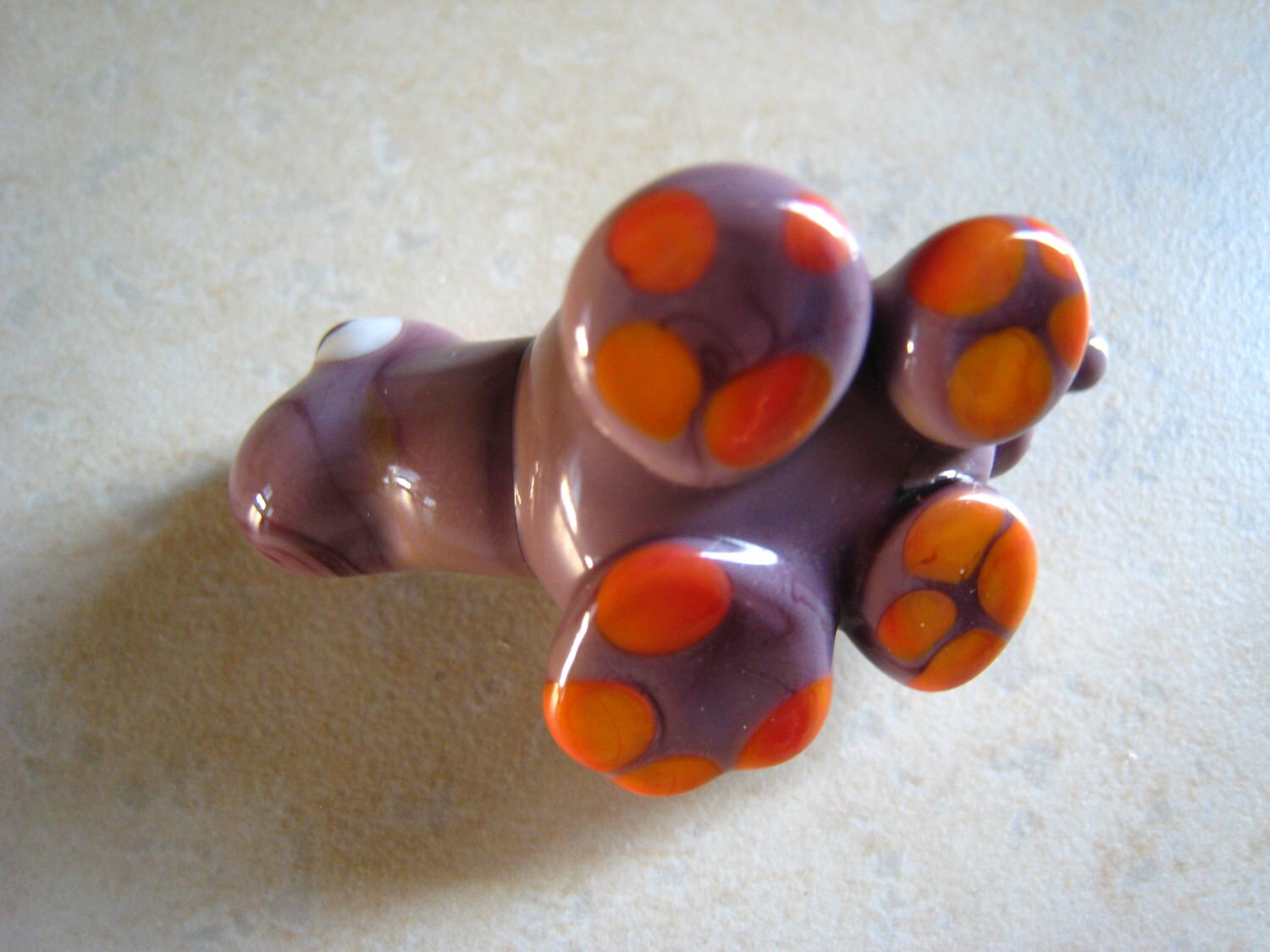 Lampwork glass figurine Purple Bronto | Etsy