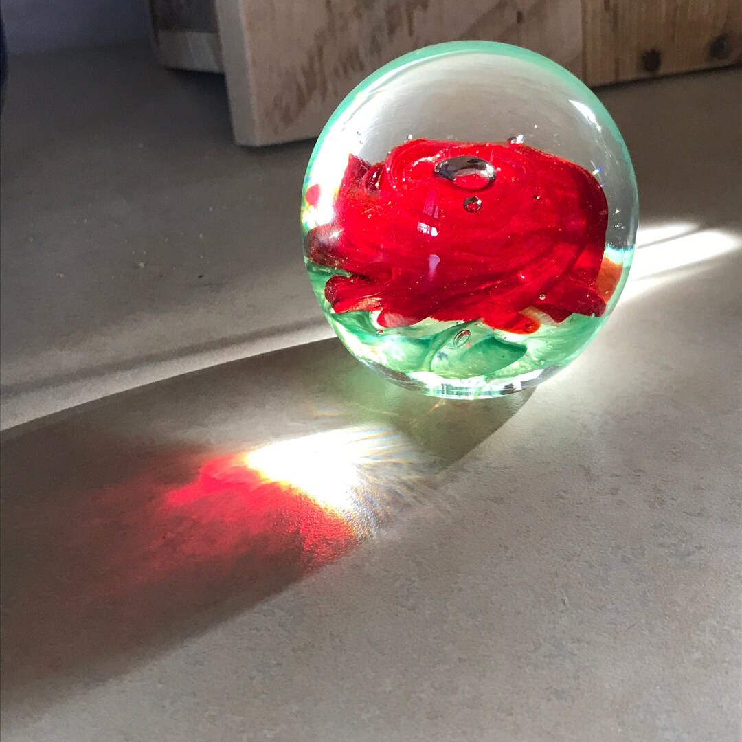 Ramble on Rose - Handmade Art Glass Paperweight - Etsy