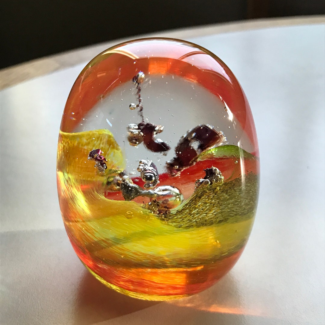 Magma Fire Copper World - Handmade Art Glass Paperweight - Etsy