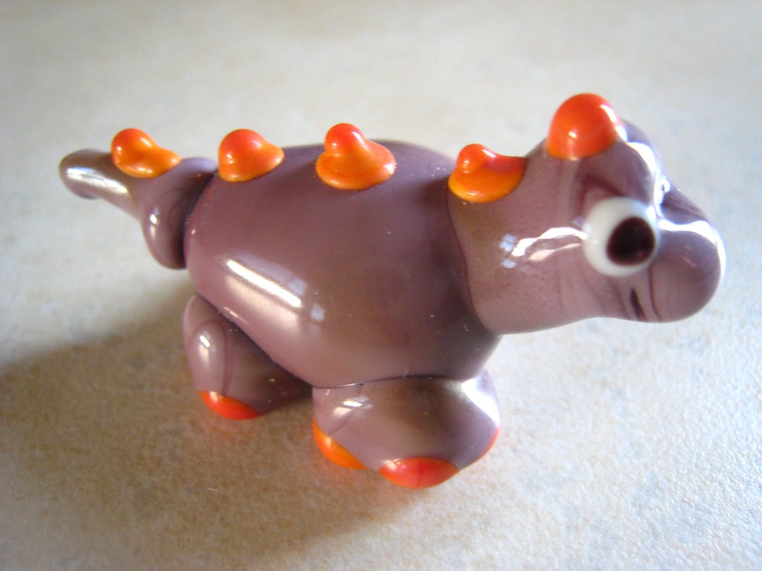 Lampwork Glass Figurine Purple Bronto - Etsy