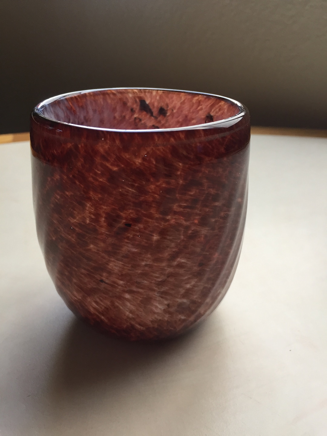 Hand Blown Glass Cup - Copper Ruby Optic Tumbler - Etsy