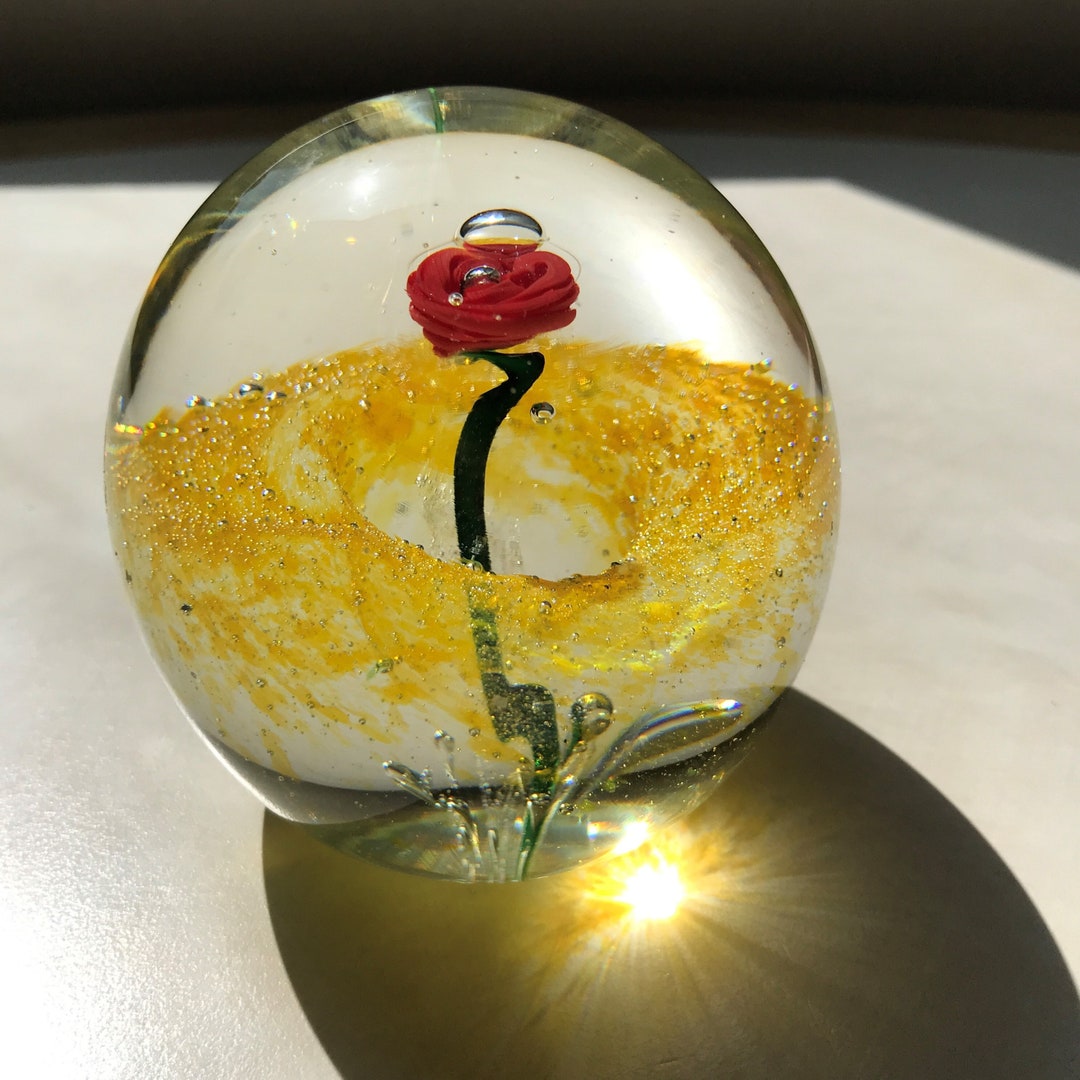 Red Long Stem Rose - Handmade Art Glass Paperweight - Etsy