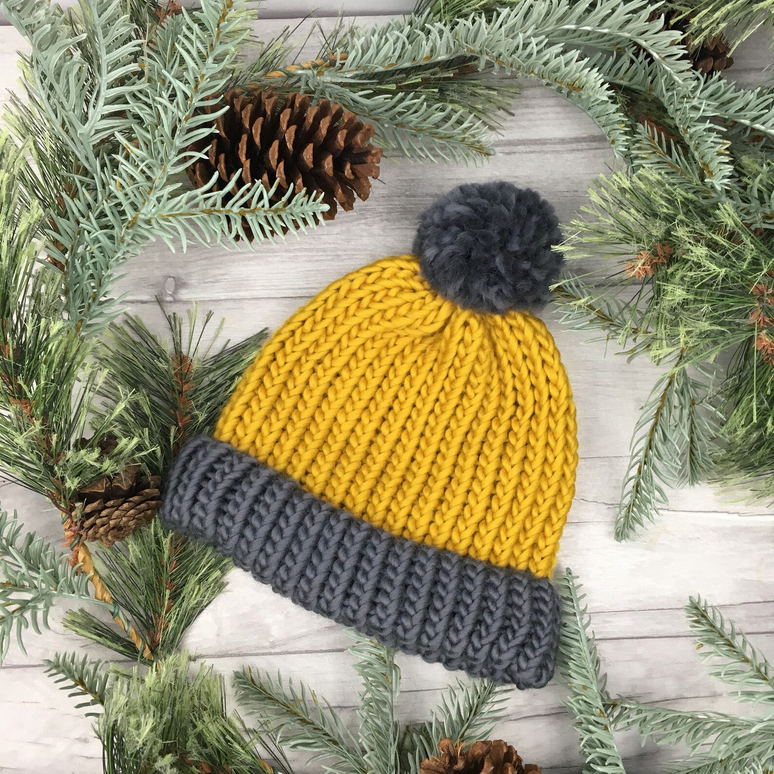 Mustard Hand Knit Hat, Mens Beanie, Wool Knitted Hats, Beanie Hat, Knit ...