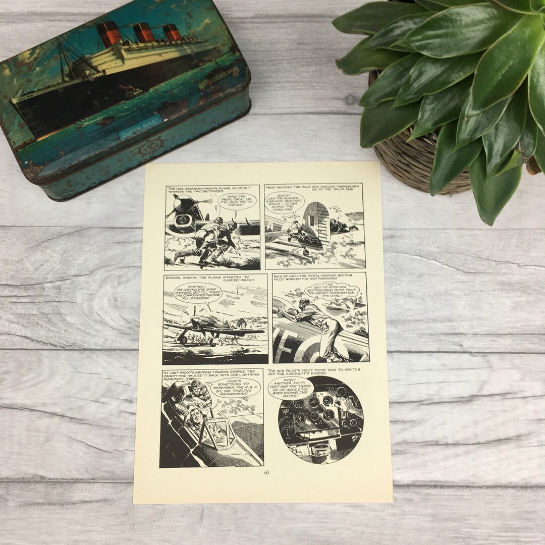 British Wartime Comic Book Print - RAF Art - Airplane Art WW2 - Gift ...