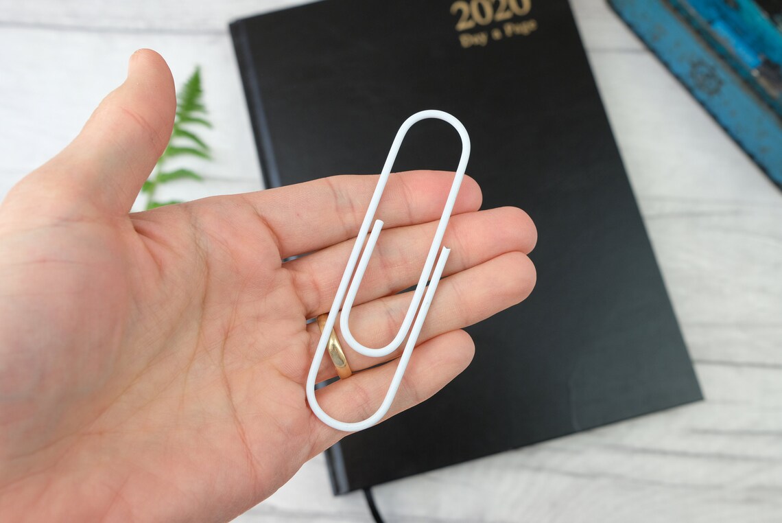 White Extra Large Paperclip - Home Office Stationery - Planner Clip ...