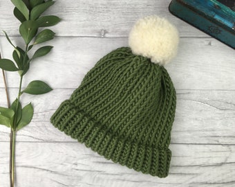 Green Bobble Hat - Etsy