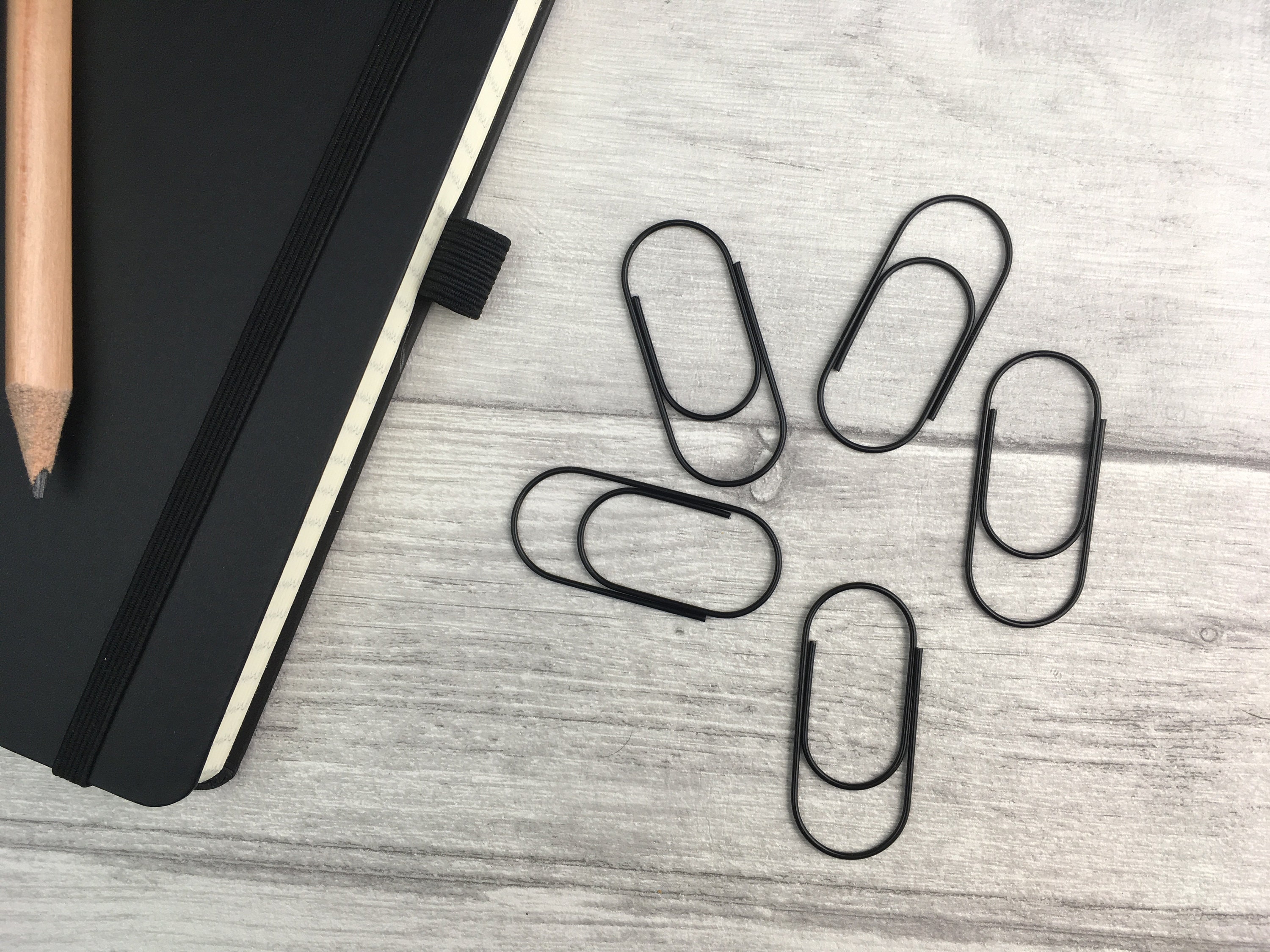Set of Black Paperclips, Jumbo Paper Clips, Paperclip Bookmark, Planner ...