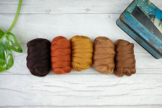 Brown merino wool roving bundle roving for felting brown | Etsy