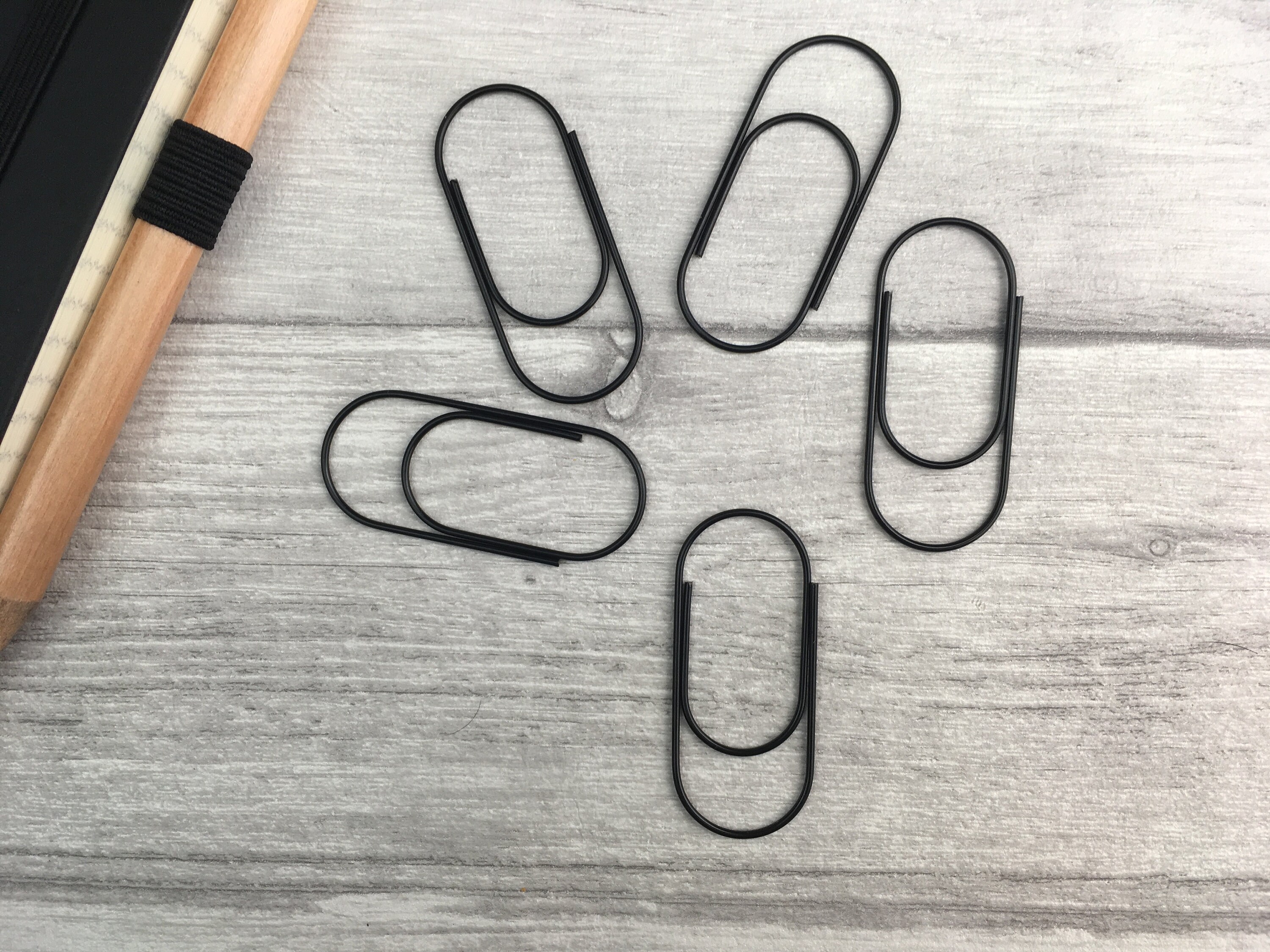 Set of Black Paperclips, Jumbo Paper Clips, Paperclip Bookmark, Planner ...