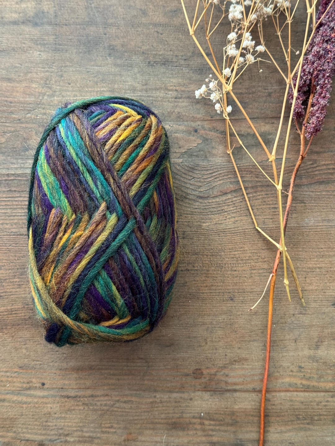 Super Bulky Space Dyed Wool Yarn: Green Brown Blue Ochre - Etsy
