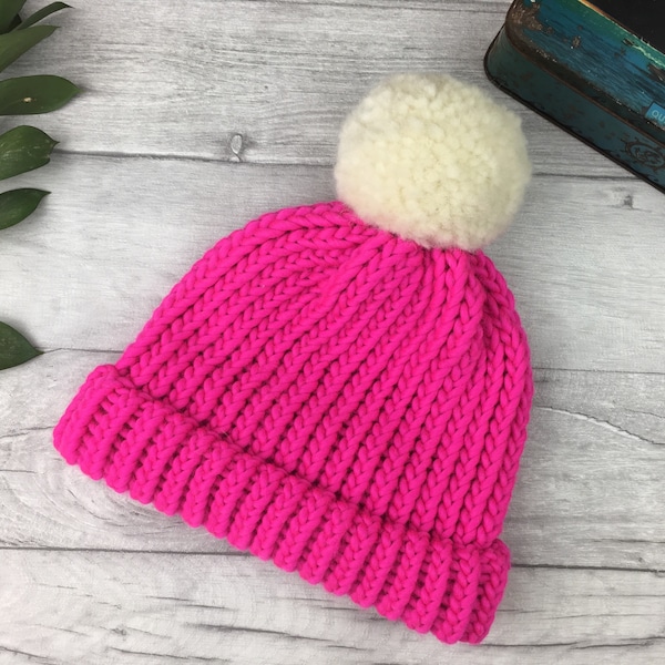 Pink Knit Hat - Etsy
