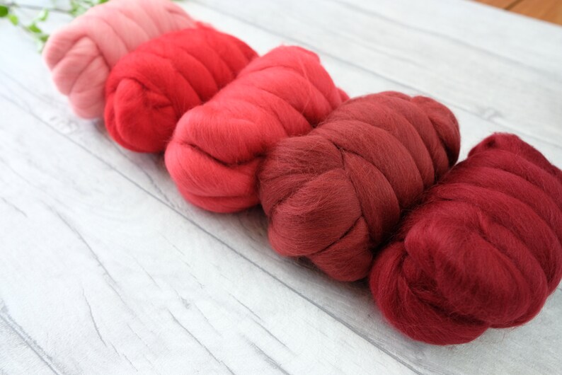 Shades of Red Merino Wool Roving Pack 250g Weaving Wool - Etsy