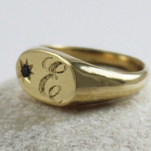 Stackable Name Ring Initial Ring Silver Id Ring Gold Stacking | Etsy