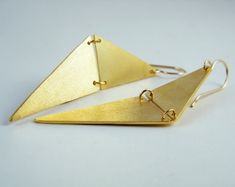 Gold triangle necklace Geometric statement necklace gold layer | Etsy