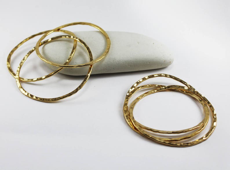 Stackable Hammered Bangle Gold Stack Bracelet Rustic Bangle - Etsy