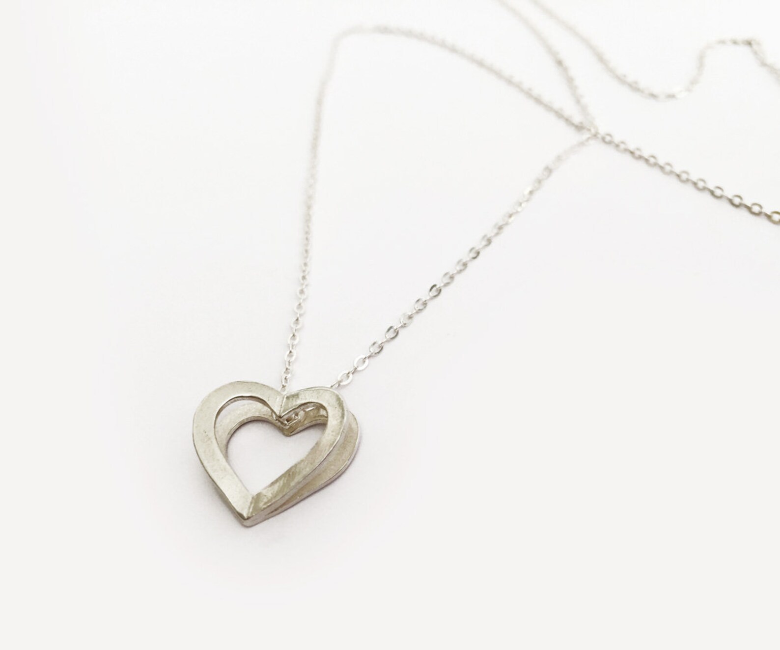 Gold Heart Pendant Small Gold Heart Necklace Two Heart | Etsy