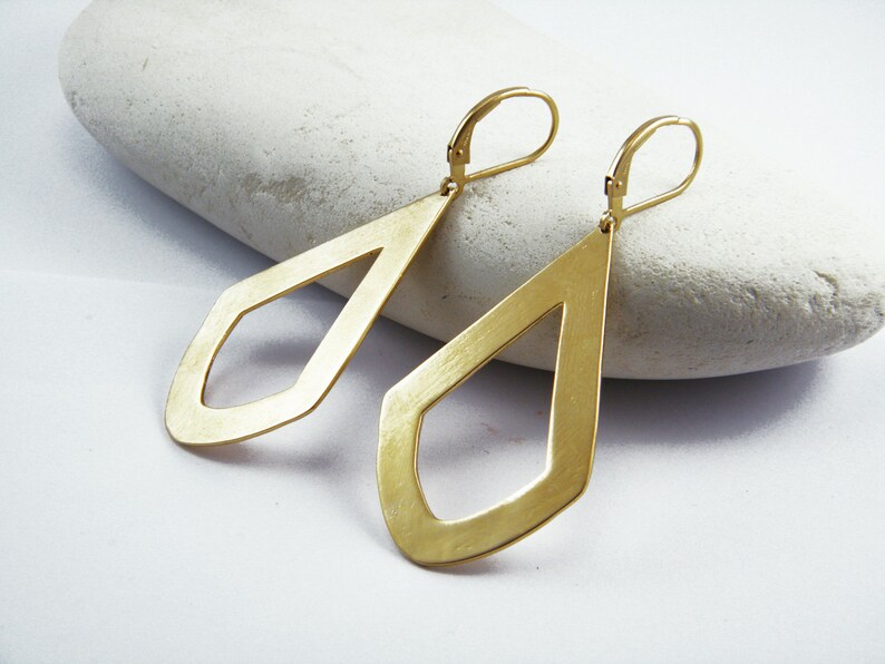 Geometric Gold Earrings Diamond Shape Earrings Rhombus | Etsy