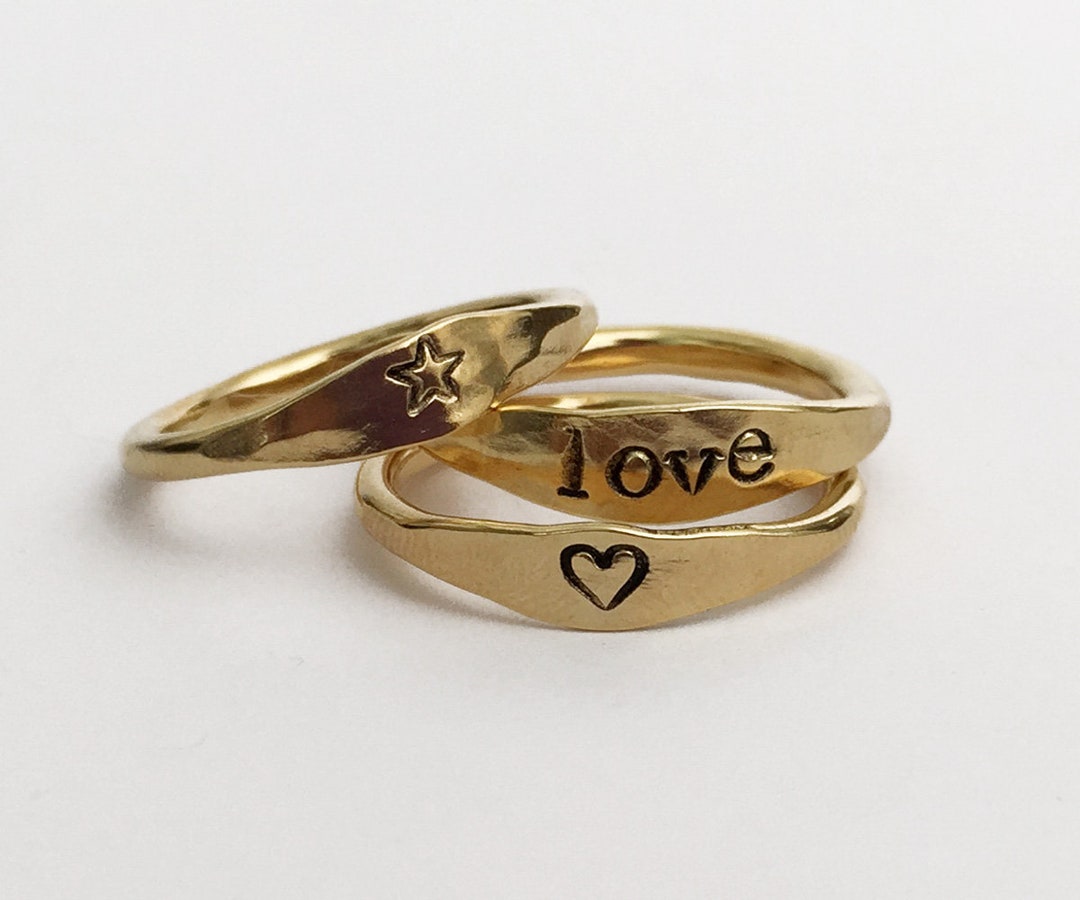 Personalized Stamped Stacking Gold Rings Stackable Name Ring ...