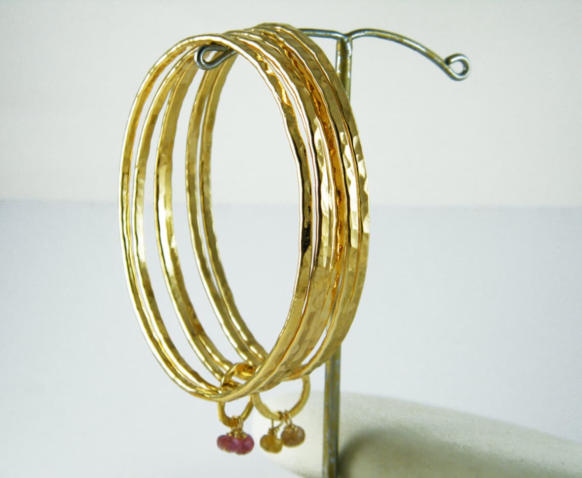 Stacking bracelet set Gold bangle set gold stackable bracelets | Etsy