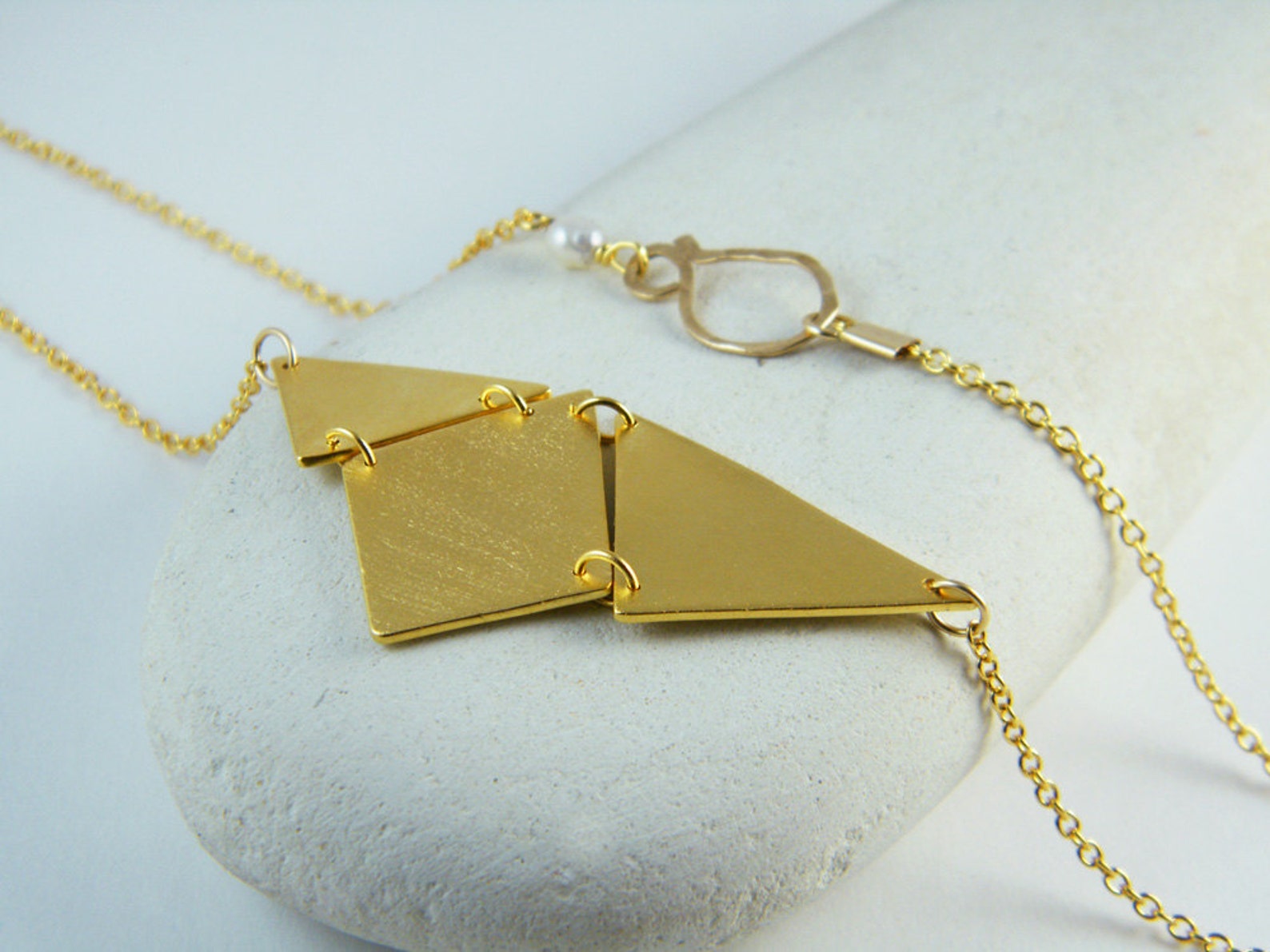Geometric Gold Necklace Triangle Necklace | Etsy