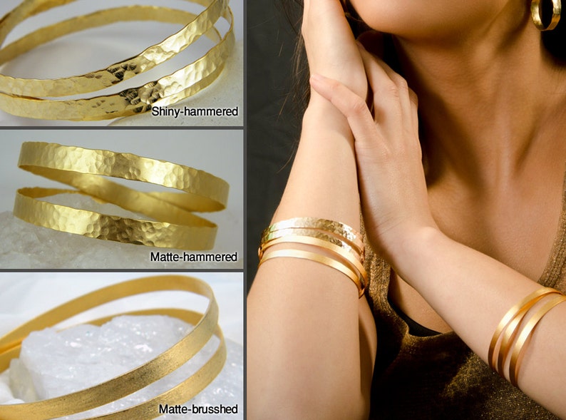 Chunky Gold Bracelet Hammered Statement Bangle Wide Bangle - Etsy