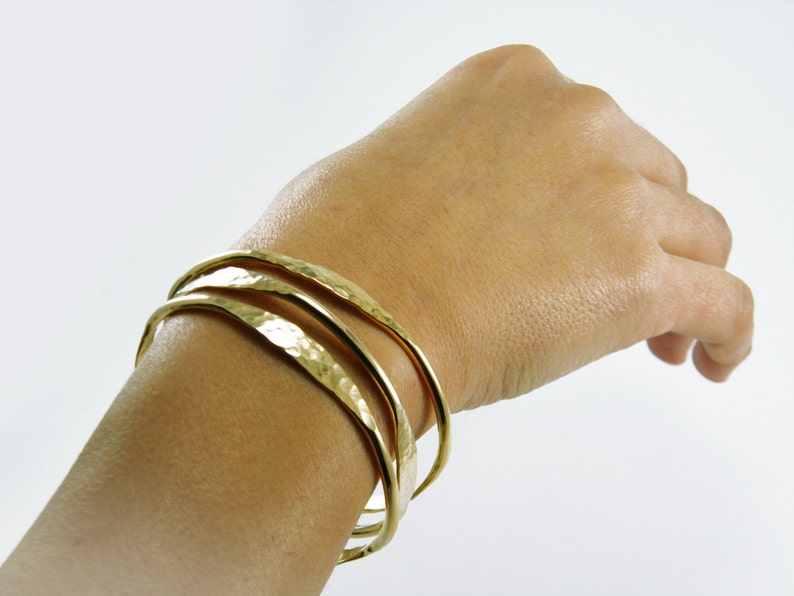 Hammered Stackable Bangle Gold Stack Bracelet Rustic Bangle Gold ...