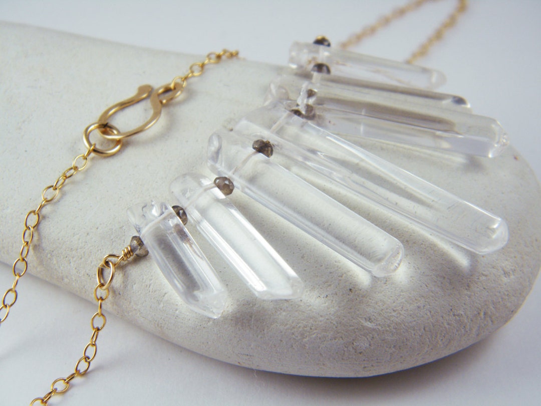 Quartz Crystal Necklace Natural Crystal Point Necklace 14K Gold Filled ...