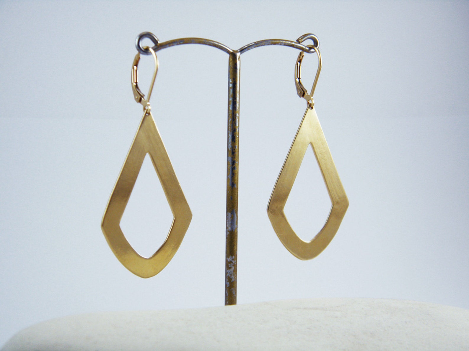 Geometric Gold Earrings Diamond Shape Earrings Rhombus | Etsy