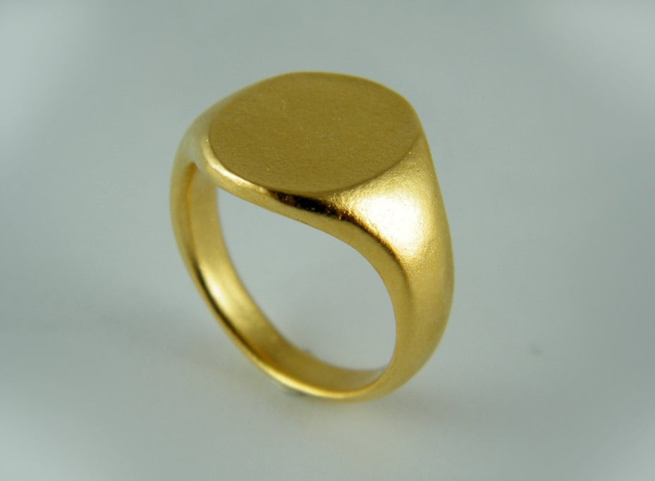 Gold Signet Ring Round Classic Gold Ring Monogram Signet Ring | Etsy