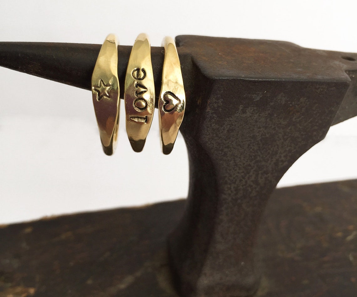 Personalized Stamped Stacking Gold Rings Stackable Name Ring ...