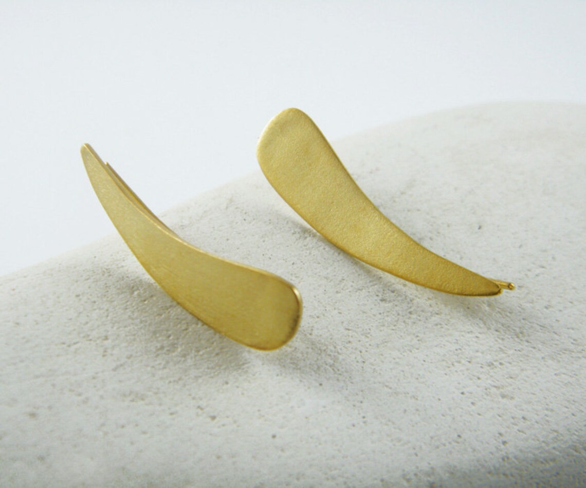 Ear Pin Gold Earrings Flat Earrings Ear Cuff Ear Climber - Etsy