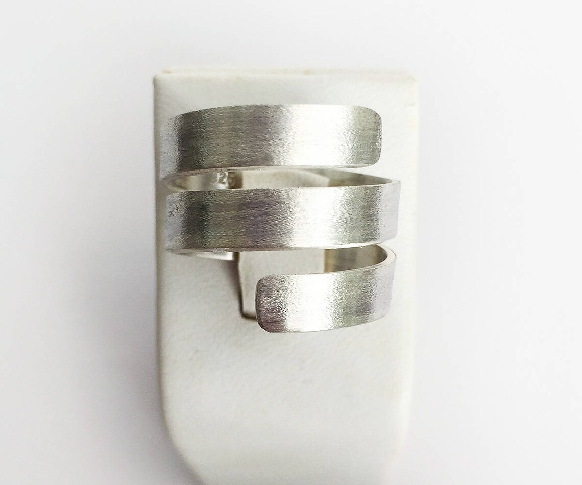 Wrap Ring Silver Bypass Ring Silver Statement Modern Silver - Etsy